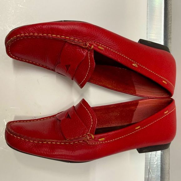 Talbots | Shoes | Talbots Red Leather Driving Loafers Moccasins | Poshmark